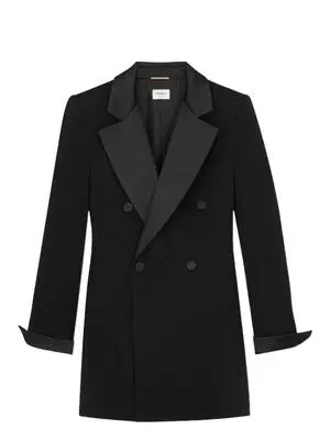 Saint Laurent Double-breasted Wool Coat - Black
