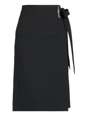 MARNI Marni Solid Crepe Wrap Skirt With Embroidered Logo