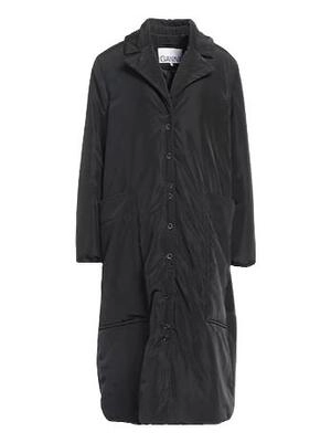 GANNI Single-breasted Long Coat - Black