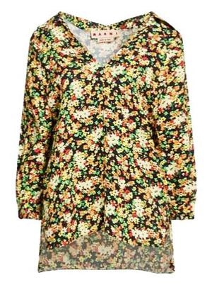 Marni Floral Print V-neck Short-sleeved Top - Black