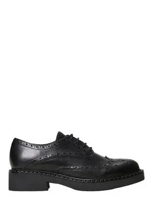 TWINSET Leather Wingtip Lace-up Shoes - Black