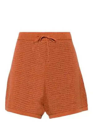 Nanushka Jael Crochet Knit Shorts - Brown