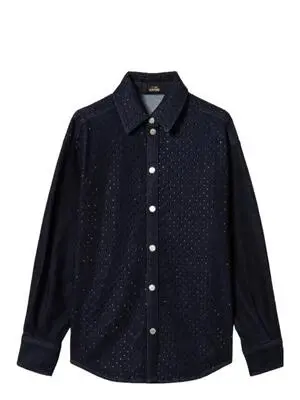 TWINSET Rhinestone-embellished Denim Shirt - Black