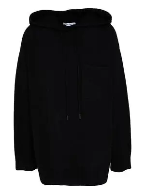 Max Mara Hooded Knit Sweater With Pocket - Black