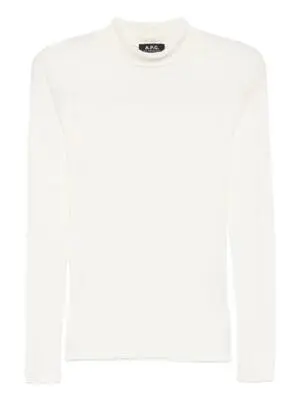 A.p.c. High Neck Long Sleeve Top - White