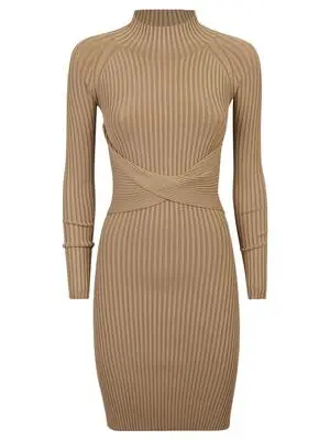DION LEE Twist Cut-out Ribbed Dress - Brown
