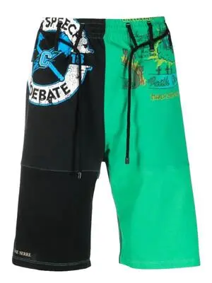 MARINE SERRE Graphic-print Track Shorts - Green
