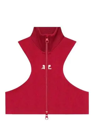 COURREGES Cropped Zipped Jacket - Ruby Red