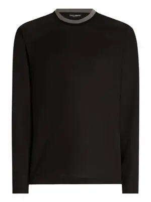 Dolce & Gabbana Contrast-trim Long-sleeve T-shirt - Black