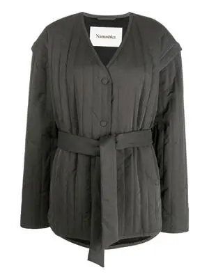 Nanushka Quilted Belted Jacket - Black