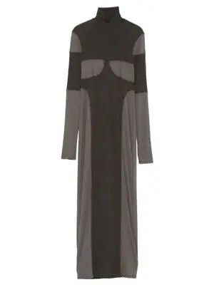 Nanushka Nanushka Patchwork Maxi Dress With Roll Neck And Long Sleeves Black