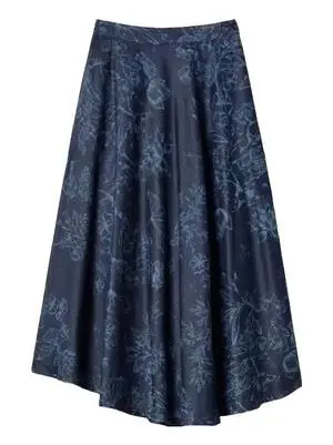 TWINSET Twinset Denim Maxi Skirt With Floral Print
