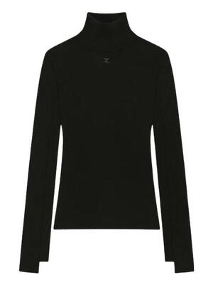 COURREGES Courrèges Interlock Mock Neck Jumper With Ac Logo - Black