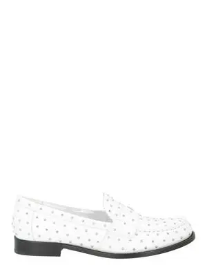 Tory Burch Embellished Leather Loafers - White