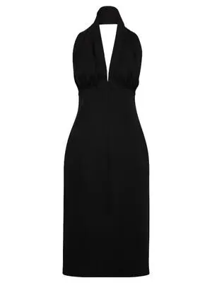 Bottega Veneta Sleeveless Plunging Neck Halterneck Dress - Black