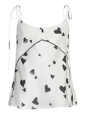 Marni Sleeveless Cami Top With Heart Print - White