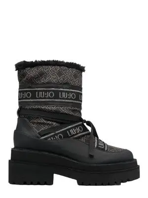 Liu Jo Monogram Print Ankle Boots - Black