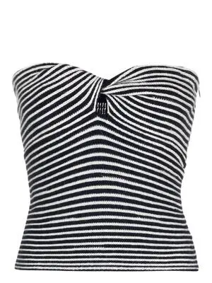 Zadig&Voltaire Zadig & Voltaire Twista Striped Crochet-Knit Wool Top Black