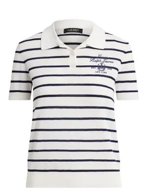 Ralph Lauren Striped Short Sleeve Polo Shirt - White
