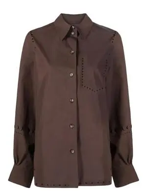 Nanushka Laser-cut Long-sleeve Shirt - Brown