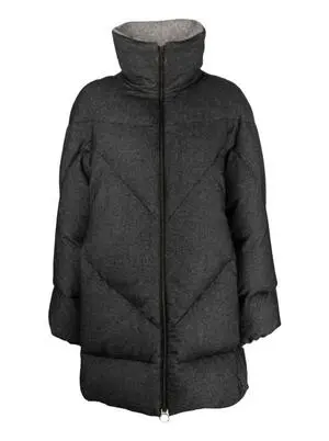Eleventy High Neck Quilted Coat - Mixed Gray