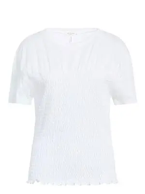 Rag & Bone Rag & Bone Crewneck Short-Sleeve T-Shirt With Shirring White