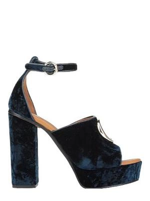 Chloé Velvet Platform Sandals With Buckle Ankle Strap - Black