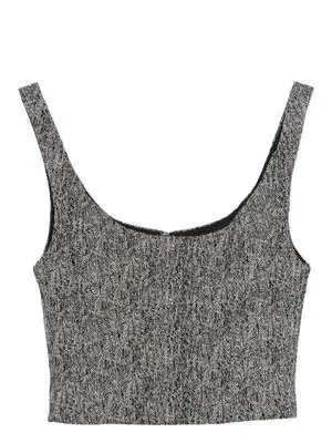 Staud Staud Wells Cropped Top With Chevron Pattern Gray