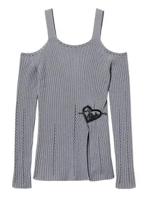 TWINSET Twinset Rib Knit Brooch Detail Top
