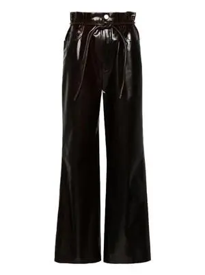 Nanushka Nanushka Sato Belted Faux Leather Wide Leg Pants Black