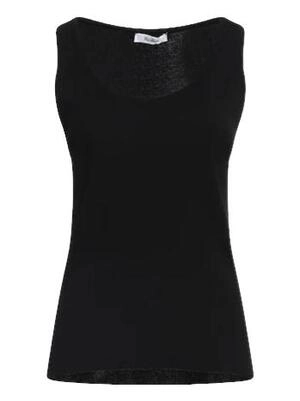 Max Mara Solid Color Sleeveless Knit Top - Black