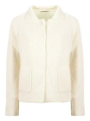 KANGRA Sequin Seed Stitch Knitwear With Pockets - White