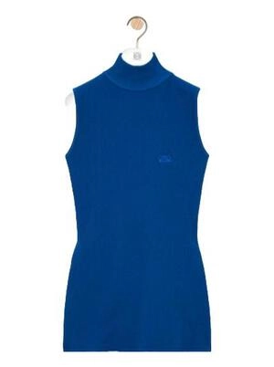 Loewe Sleeveless High Neck Top With Double Embroidery - Blue