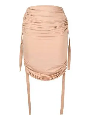 DION LEE Doric Ruched Midi Skirt Nude