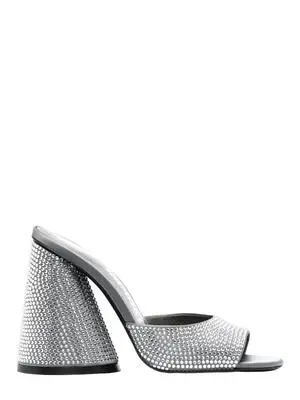 Attico Luz Crystal-embellished Mules - Gray