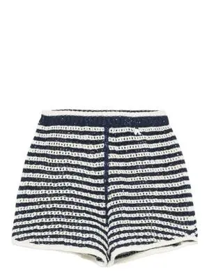 PALM ANGELS Palm Angels Striped Knit Shorts With Sequin Embellishment