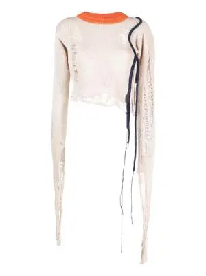 Ottolinger Distressed-finish Cropped Jumper - Beige
