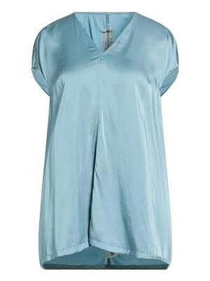 Rick Owens Short Sleeve V-neck Satin Top - Blue