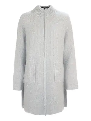 KANGRA Seed Stitch Knit Coat - Gray