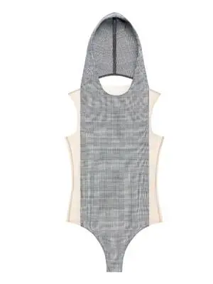 COURREGES Illusion Hooded Bodysuit - Mist Grey