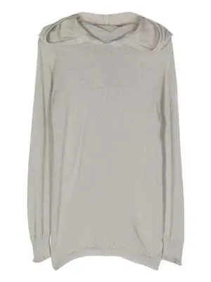 Rick Owens Rick Owens Fine-Knit Hooded Top Light Gray