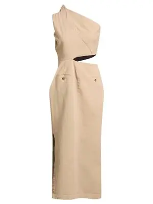 Max Mara One-shoulder Cut-out Dress - Beige