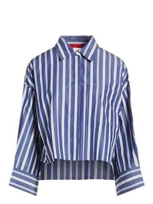 MAXCO. Max&co. Striped Chambray Shirt With Embroidered Logo - Blue