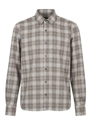 Peserico Long-sleeved Plaid Shirt - Gray