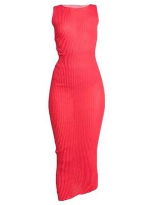 MAISON MARGIELA Knitted Sleeveless Crewneck Midi Dress - Red