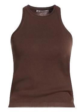 Max Mara Crewneck Racerback Ribbed Tank Top - Brown