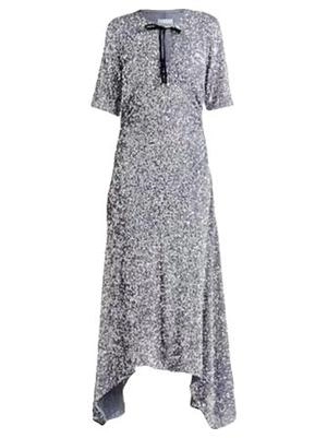 GANNI Sequined Knit Midi Dress - Gray