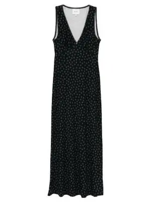 REFORMATION Brayden Maxi Dress Polka Dot V-neck Sleeveless - Black