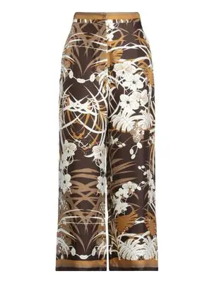 Max Mara Max Mara Wide-Leg Floral Print Trousers Brown