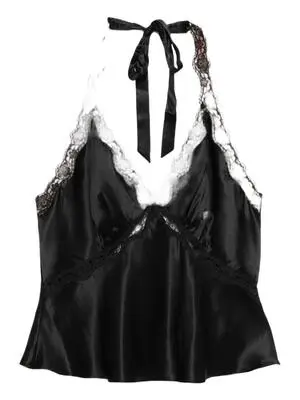REFORMATION Monica Top With Lace Trim - Black